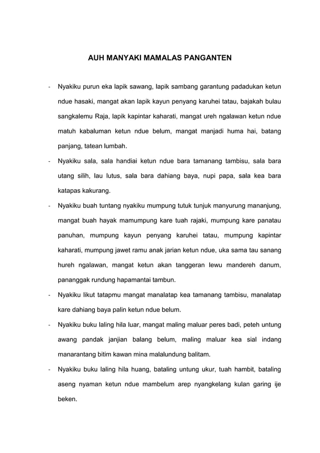 Auh manyaki mamalas panganten | DOCX