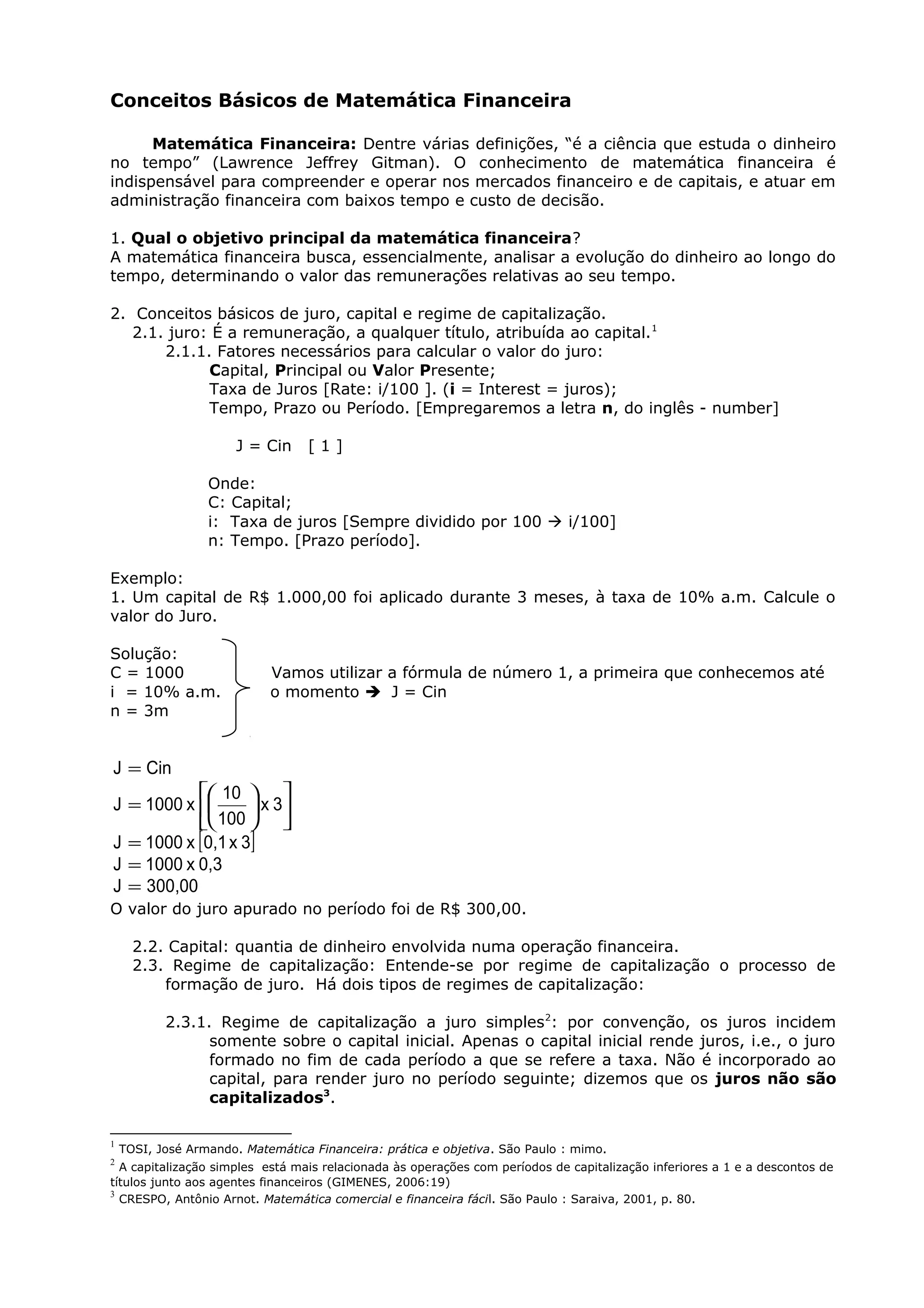 Aula 2 conceitos básicos de matemática financeira | PDF