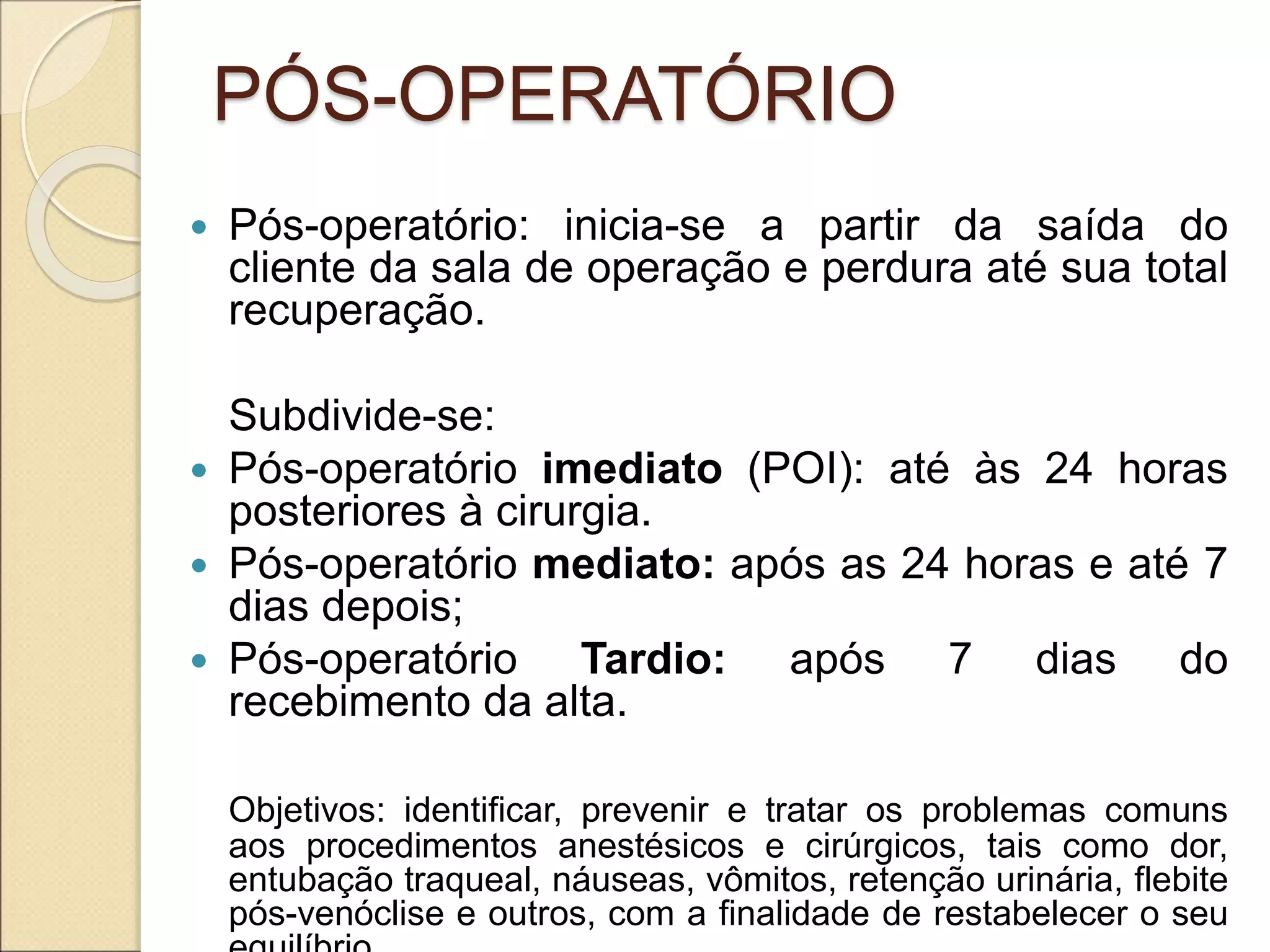 enfermagem perioperatório, periodos operatórios | PPT