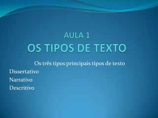 Aula tipos de textos | PPT