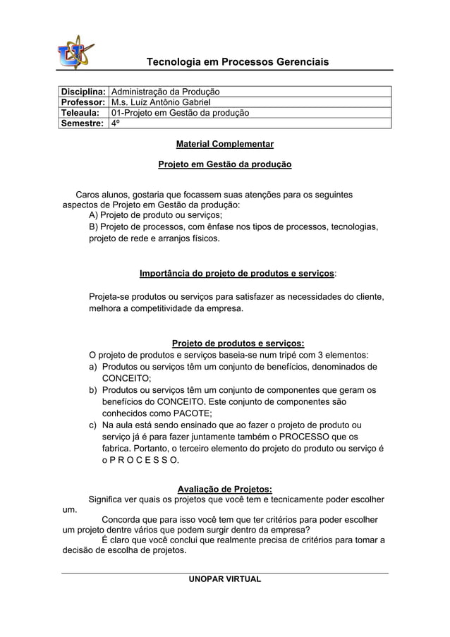 Aula 01 material complementar | PDF