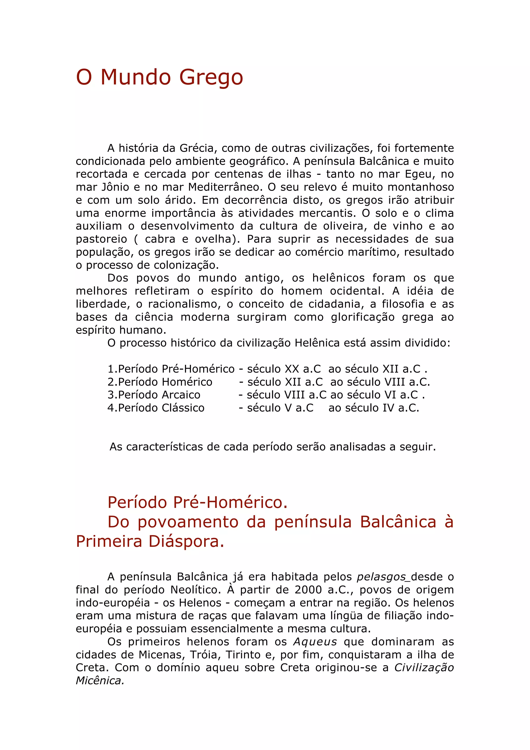 História - Mundo Grego | PDF