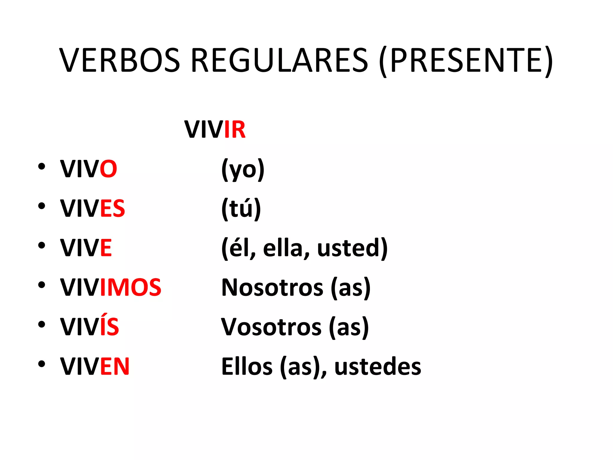 Aula 01 pronombres personales y verbos regulares | PPT
