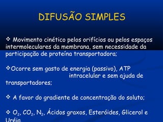 Aula 01 unidade 2 - transporte de íons através das membranas | PPT
