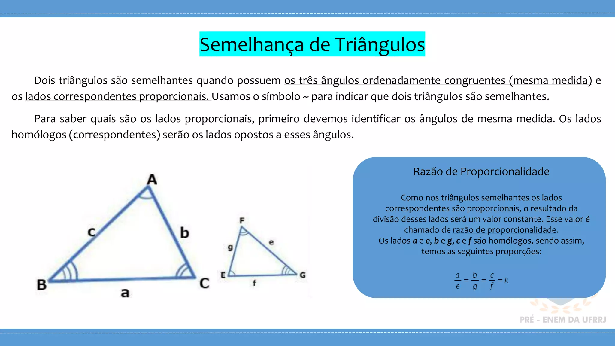 Aula 05 - Segmentos Proporcionais, Teorema de Tales e Triângulos ...