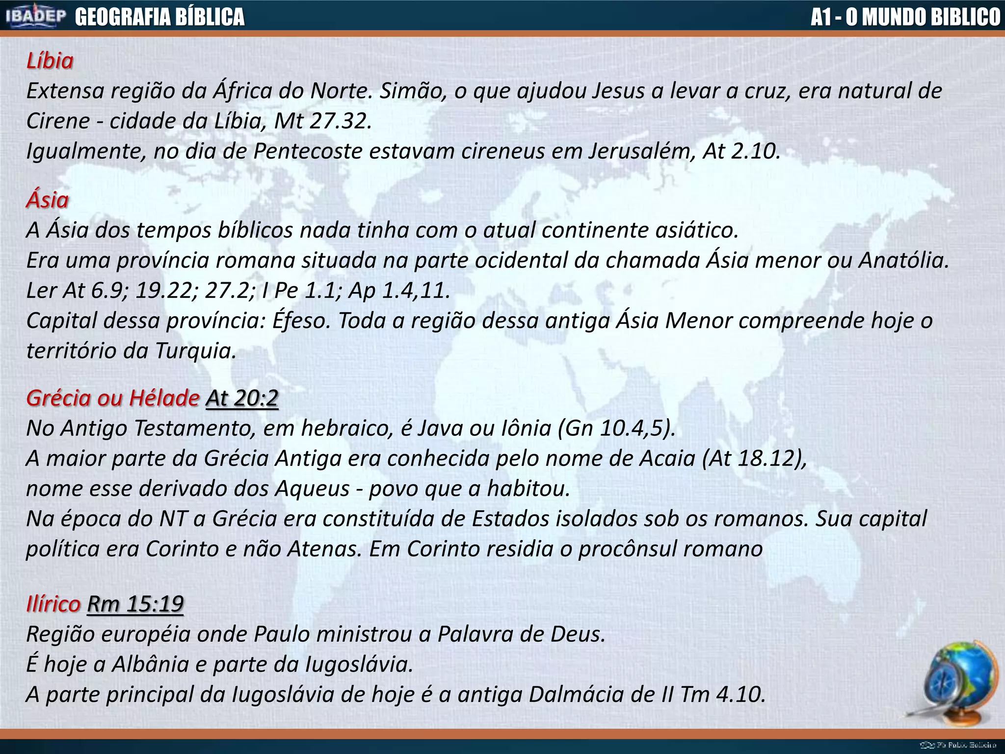 GEOGRAFIA BÍBLICA (AULA 01 - BÁSICO - IBADEP) | PPTX