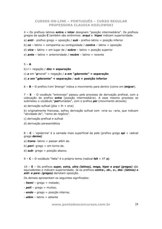 Aula 1 estrutura, formação e classe das palavras | PDF
