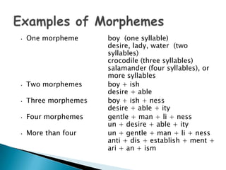 Aula 1 morphemes and allomorphs | PPTX