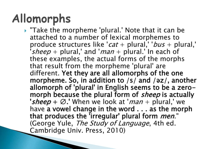 Aula 1 morphemes and allomorphs | PPT