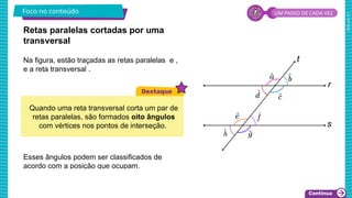 Aula 1 - Ângulos entre paralelas cortadas por uma transversal – Parte 1 ...