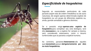 Aula 1 - O parasitismo, os principais grupos de parasitas, seus vetores ...