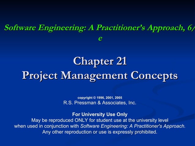 Aula 1 - Project Management Concepts by Roger Pressman | PPT
