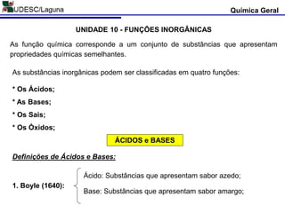 Química - Funções inorgânicas (apresentação). | PPT