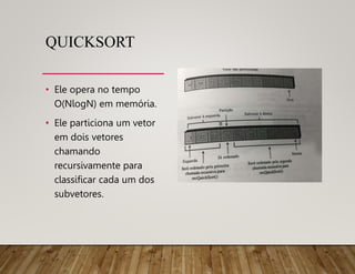 Slides de aula sobre o algoritmo QuickSort | PPTX