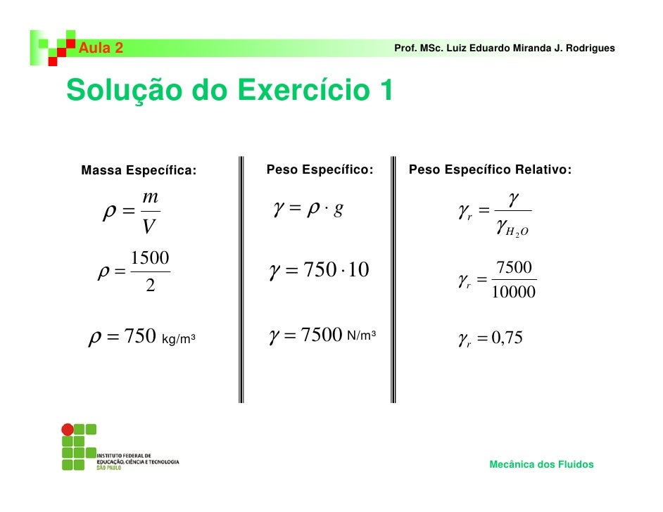 Formula Da Massa Especifica - LIBRAIN