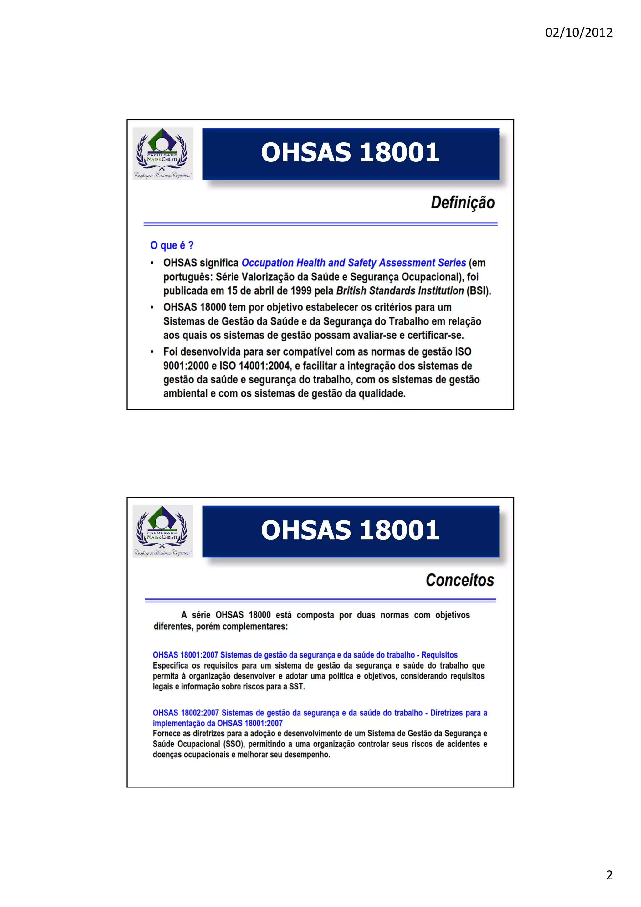 Aula 21 ohsas 18001 | PDF