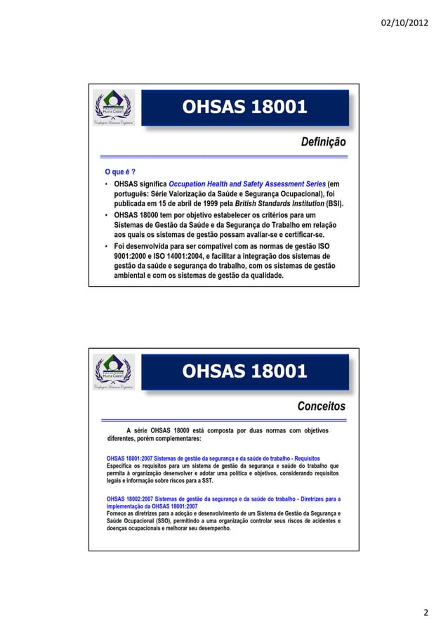 Aula 21 ohsas 18001 | PDF