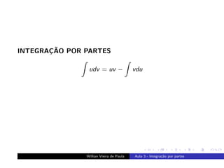 Cálculo II - Aula 3: Integração por partes | PDF | Digital Audio ...