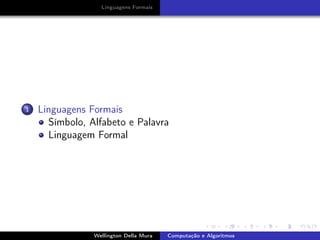 Linguagens Formais e Autômatos: alfabetos, palavras e linguagens | PDF
