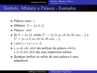 Linguagens Formais e Autômatos: alfabetos, palavras e linguagens | PDF