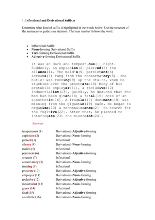 Inflectional and Derivational Suffix Identification | PDF