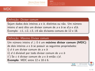 Aula 4 Profmat - Algoritmo de Euclides - MDC e MMC 25 08-17 | PDF