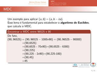 Aula 4 Profmat - Algoritmo de Euclides - MDC e MMC 25 08-17 | PDF