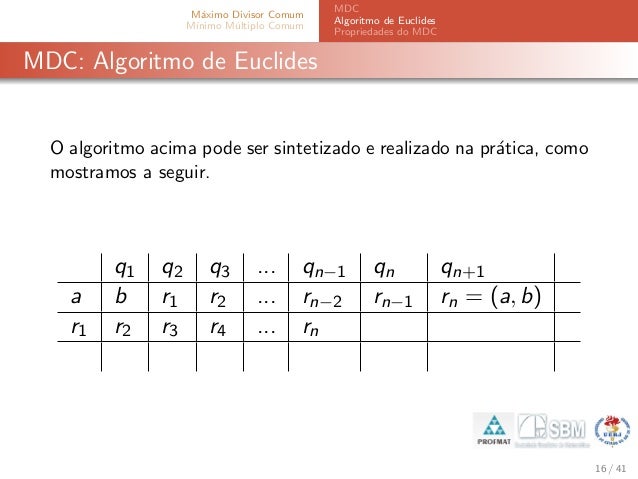 Aula 4 Profmat - Algoritmo de Euclides - MDC e MMC 25 08-17