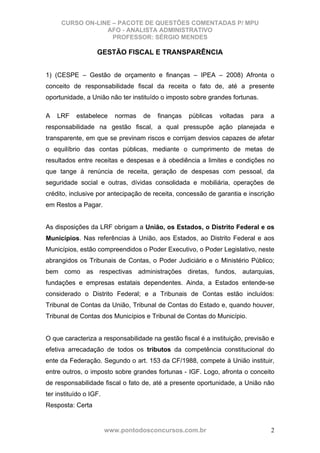 Aula 6 afo questões comentadas | PDF