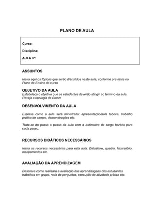 Aula 9. modelo de plano de aula | PDF