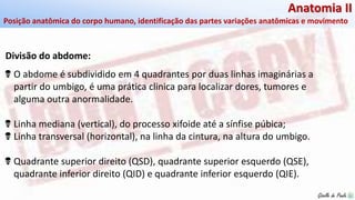Aula anatomia posição anatômica do corpo, variações, movimentação | PDF
