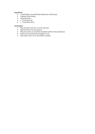 Au Lac Menu | DOC