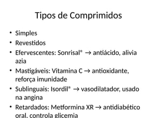Aula_Comprimidos.pptx técnicos de farmácia | PPTX