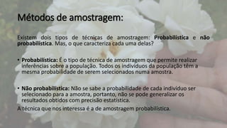 Aula sobre amostragem - Estatística Inferencial | PPTX