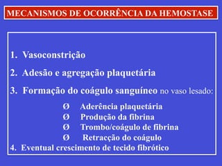 Aula de hemostase e coagulação sanguínea Dr Augusto 2013 | PDF