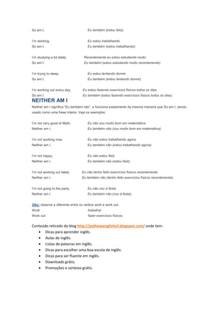 Aula de inglês 41 uso de too e either | PDF