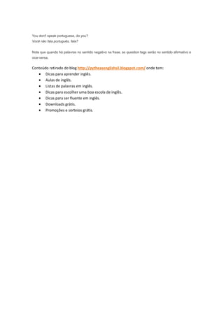 Aula de inglês 47 question tag | PDF