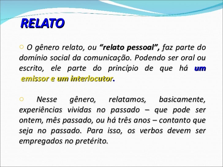 Redação: Relato Pessoal