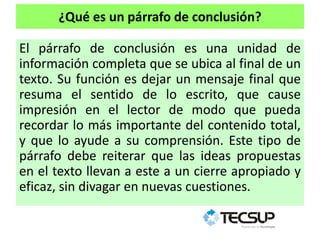 Párrafos de conclusión | PPTX