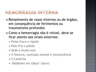 Aula teórica de primeiros socorros com fases do socorro | PPTX
