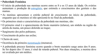 Aula Sobre a fase da Adolescência e as características da Puberdade | PPTX