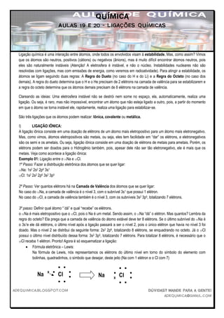 Aulas 19 e 20 - Ligações Químicas | PDF