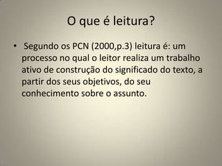 Aula sobre leitura | PPTX