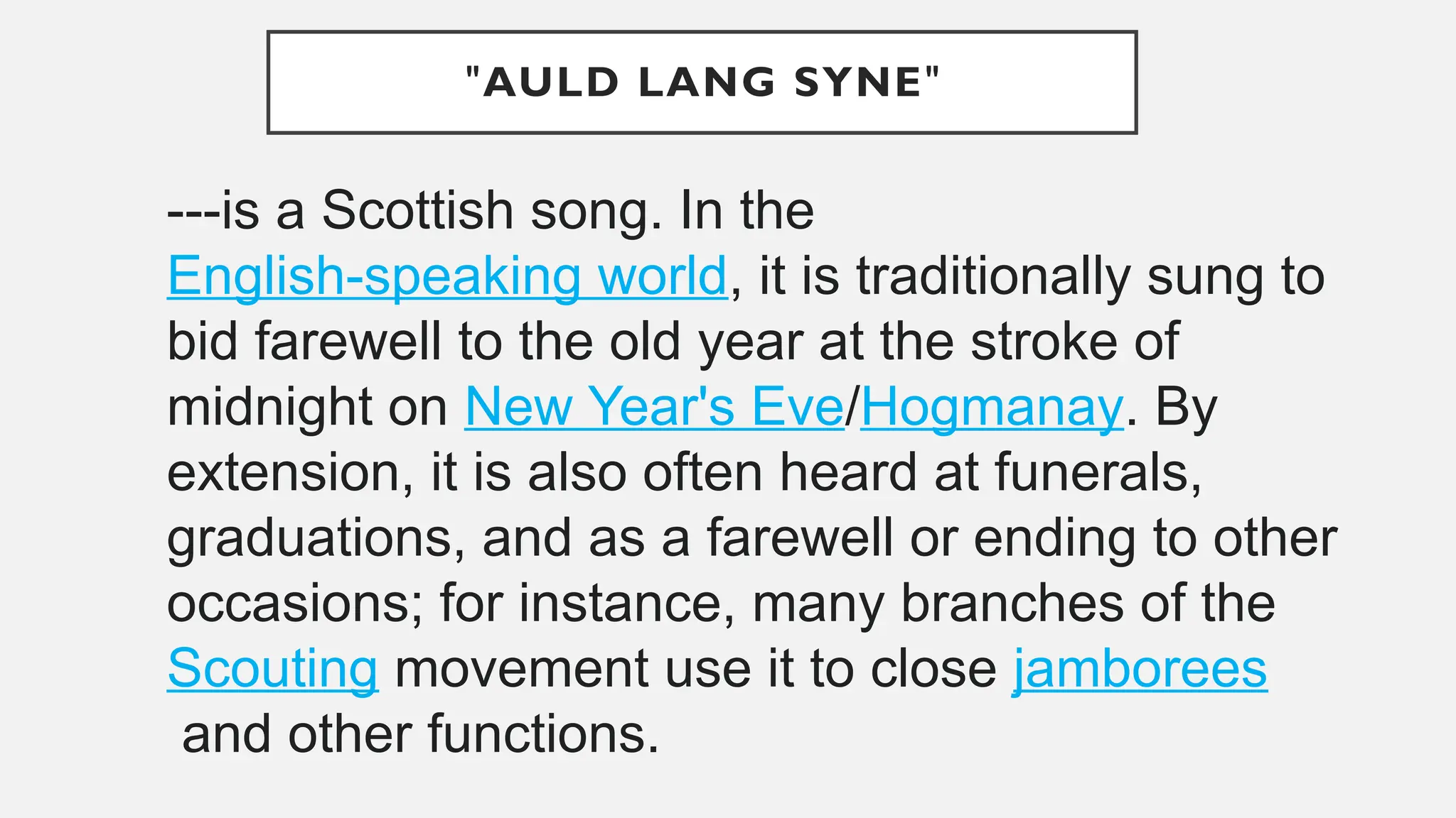 Auld Lang Syne English 9 2nd Quarter Lesson 1 | PPTX