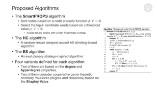 Heuristics Approaches for the Influence Maximization Problem on Hypergraphs | PPT