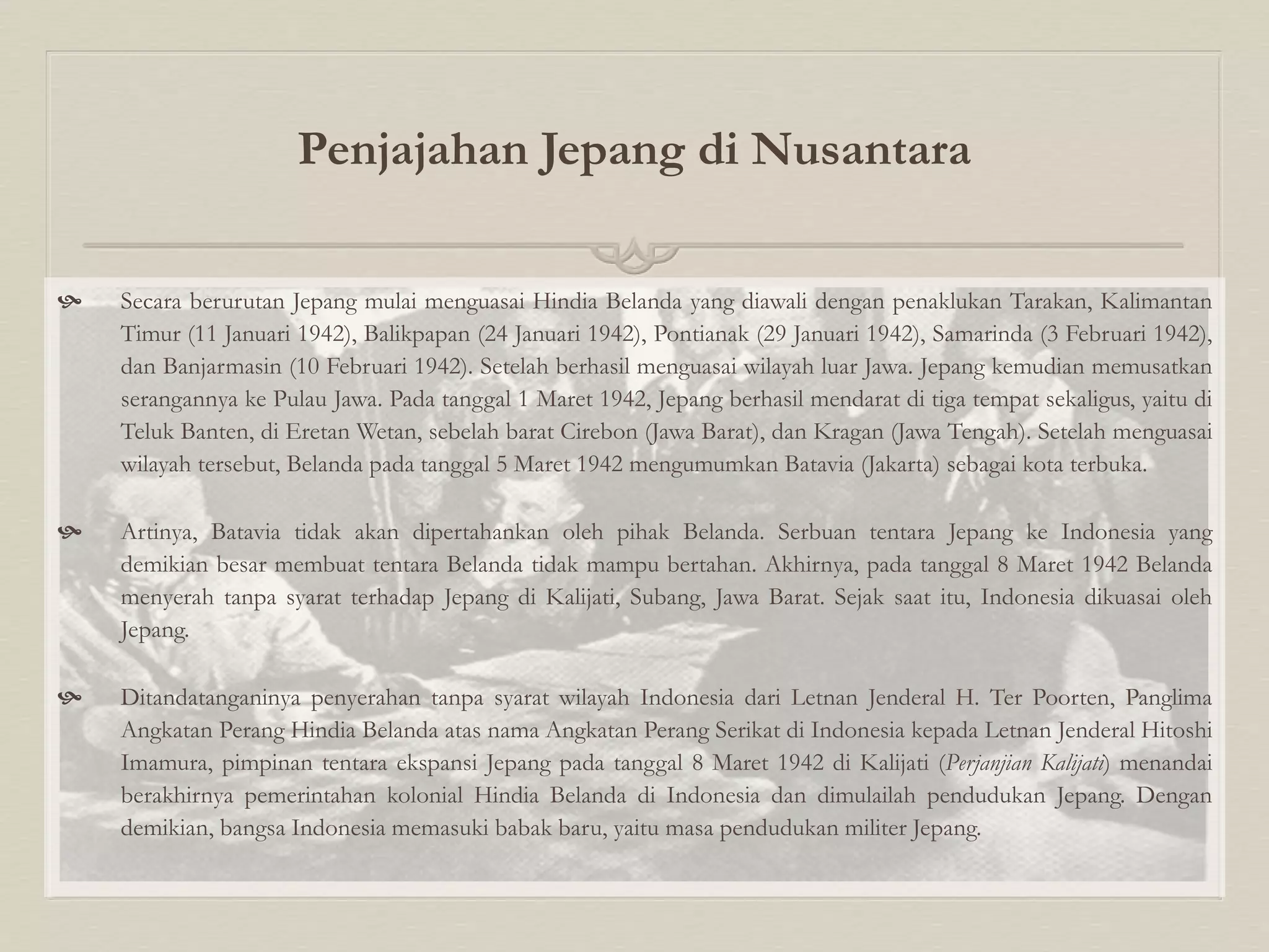 Berbagai Kemenangan Jepang dan Proses Masuknya Jepang ke Indonesia | PPTX