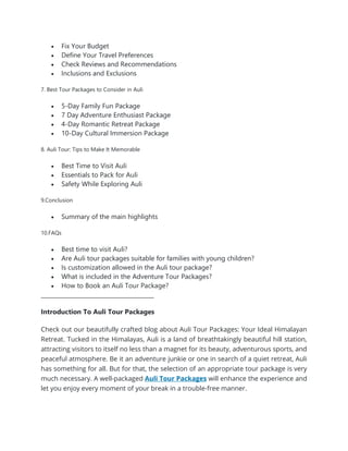 Auli Tour Packages For A Himalayan Retreat | PDF