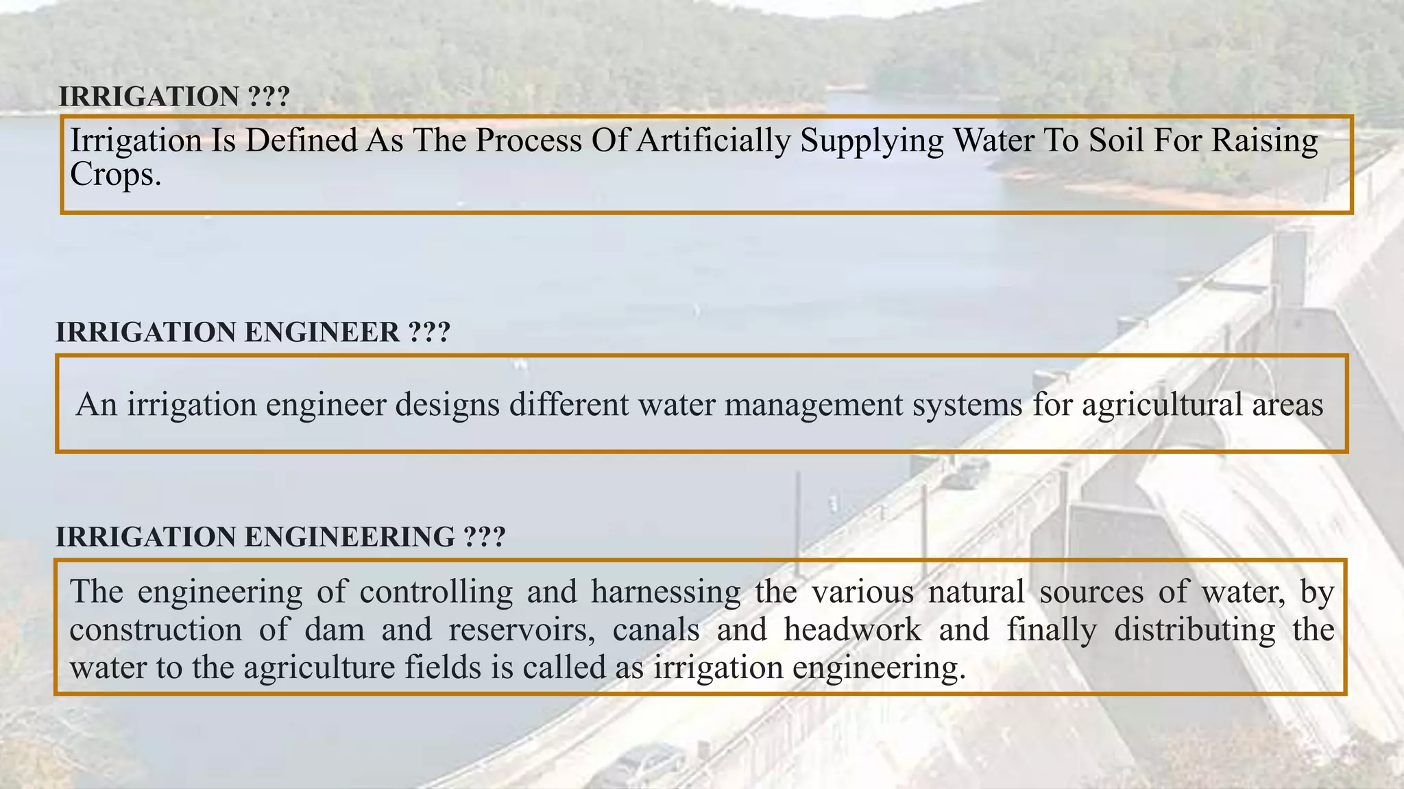 Role of civil engineering in irrigation planning | PPTX