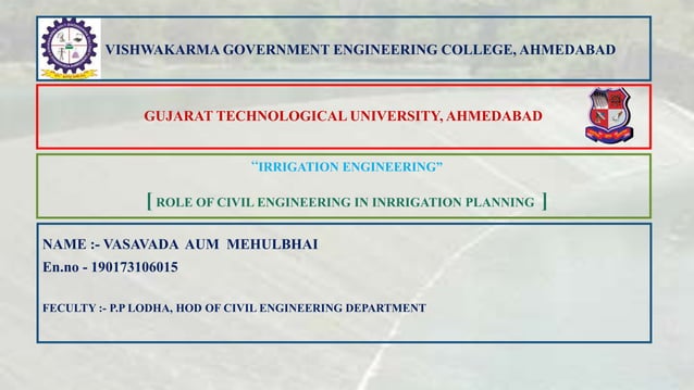 Role of civil engineering in irrigation planning | PPTX | Civil ...