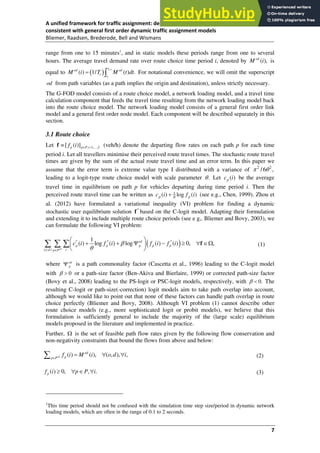 A Unified Framework For Traffic Assignment Deriving Static And Quasi ...